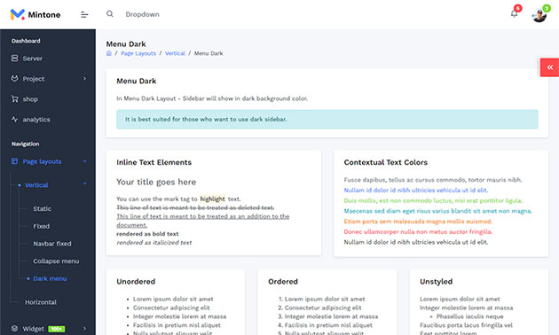 Mintone - A must have Reactjs Dashboard Template
